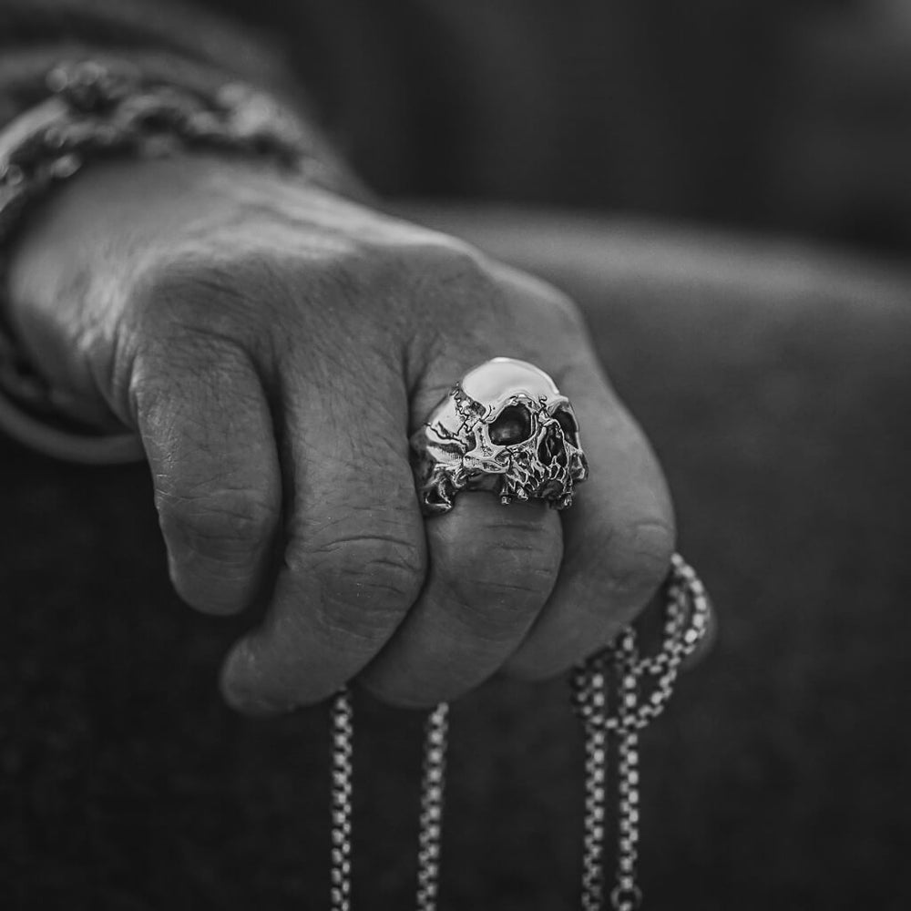 Plague Skull Ring - Men's Skull Ring Sterling Silver